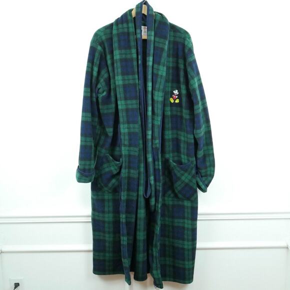 Disney | Other | Disney Mens S M Robe Fleece Plaid Embroidered Mickey ...